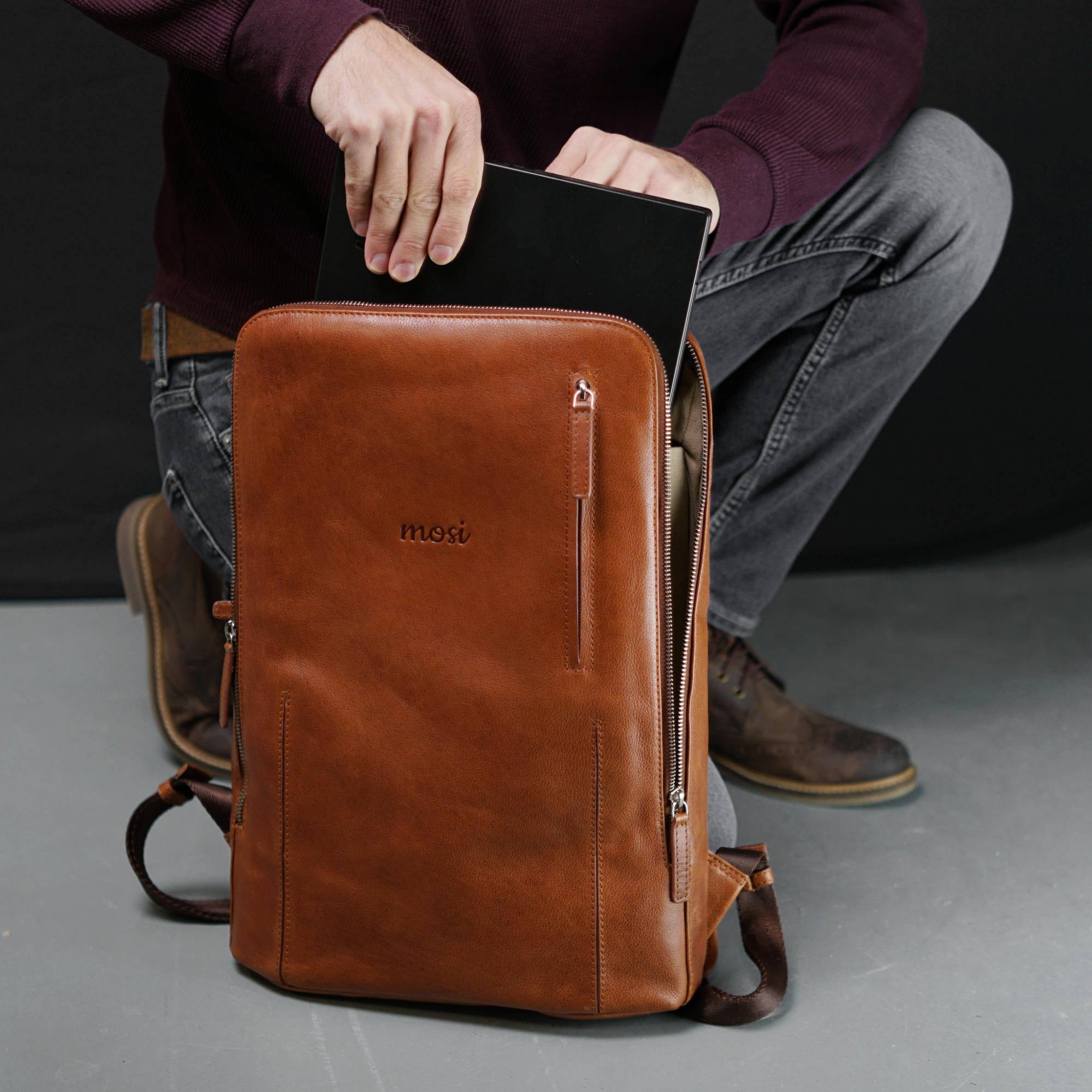 Luton | A Luxury Cognac Tan Leather Backpack– mosi